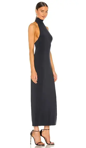 Norma Kamali Halter Turtle Side Slit Gown