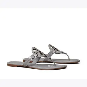 Tory Burch Tory Burch Miller Sandal, Leather, Extended Width Malta Gray