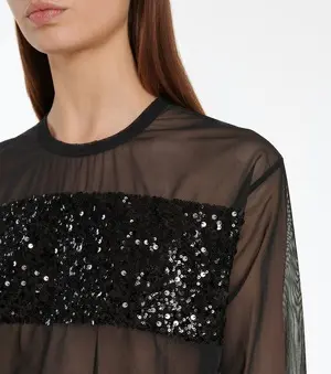 Junya Watanabe Sequined Mesh Top
