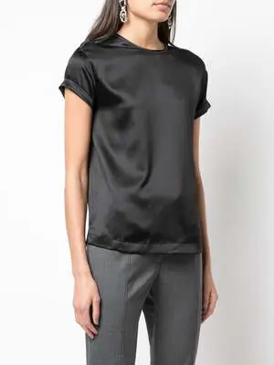 Brunello Cucinelli Silk Crew-neck T-shirt - Black
