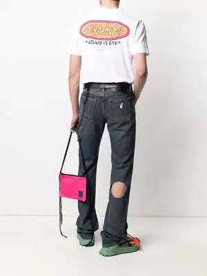 Off-White Distressed Straight Leg Jeans