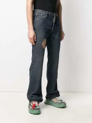 Off-White Distressed Straight Leg Jeans