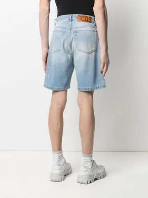 Gcds Logo-patch Denim Shorts - Blue