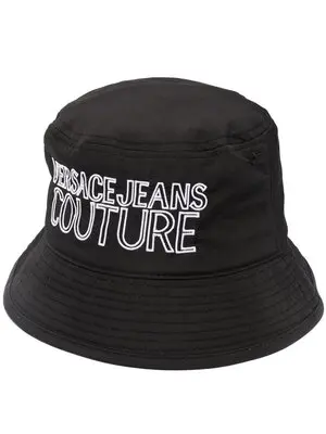Versace Embroidered Logo Bucket Hat - Black