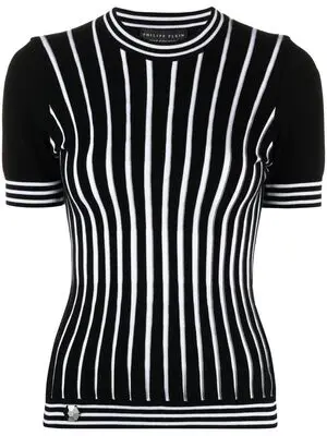 Philipp Plein Intarsia Stripe Short Sleeve Jumper