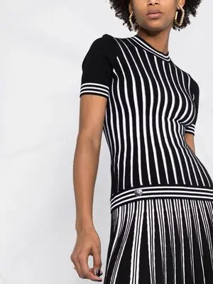 Philipp Plein Intarsia Stripe Short Sleeve Jumper