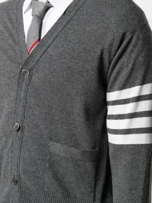 Thom Browne 4-bar Stripe Cashmere Cardigan - Grey