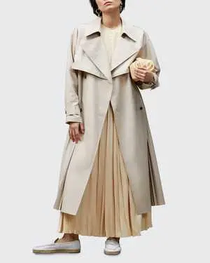 Lafayette 148 New York Blake Pleated-Back Trench Coat - Ecru