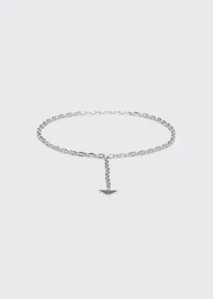 Prada Enamel Triangle Logo Chain Belt - Silver