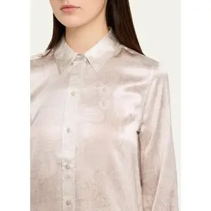 L'Agence Dani 3/4-sleeve Silk Blouse - Ecru Beige