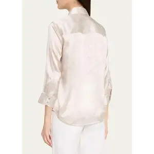L'Agence Dani 3/4-sleeve Silk Blouse - Ecru Beige