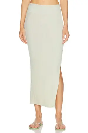 Enza Costa Silk Rib Essential Skirt - Beach Glass