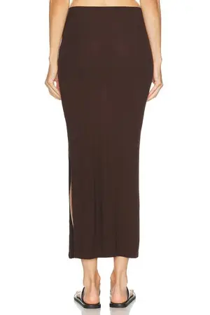 Enza Costa Silk Rib Essential Skirt - Chocolate