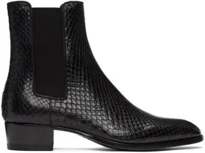 Saint Laurent Saint Laurent Black Python Wyatt Chelsea Boots 1000 Black