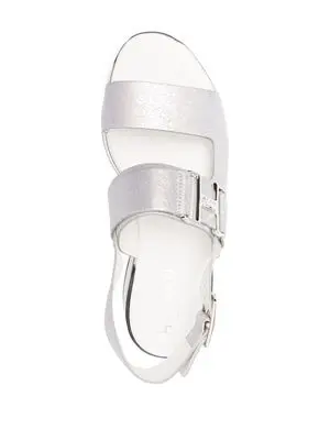 Hogan Silver-tone Leather Platform Sandals