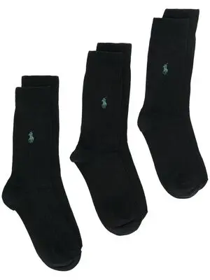 Polo Ralph Lauren Set Of Three Ankle Socks - Black