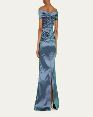 Rickie Freeman For Teri Jon Off-shoulder Taffeta Gown