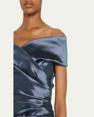 Rickie Freeman For Teri Jon Off-shoulder Taffeta Gown