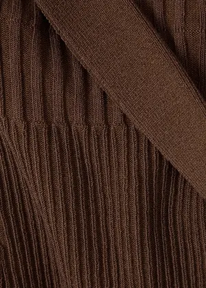 ANDREĀDAMO Brown Ribbed-knit Stirrup Leggings