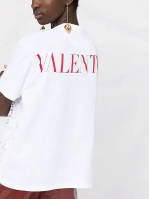 Valentino Garavani Logo Print Lace-panel T-shirt