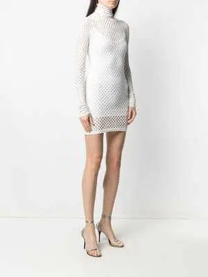 Philipp Plein Mesh-overlay Mini Dress - White