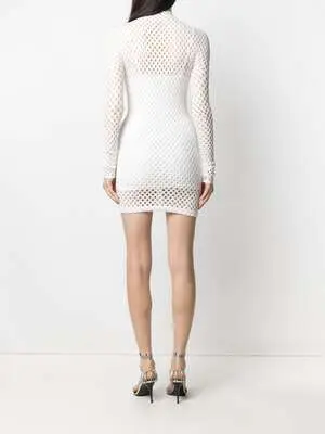 Philipp Plein Mesh-overlay Mini Dress - White