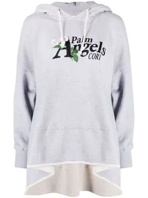 Palm Angels Daisy Logo Drawstring Poncho - Grey