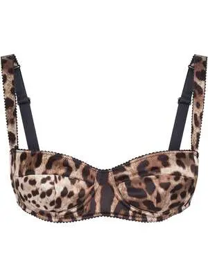 Dolce & Gabbana Leopard-print Satin Balconette Bra - Brown