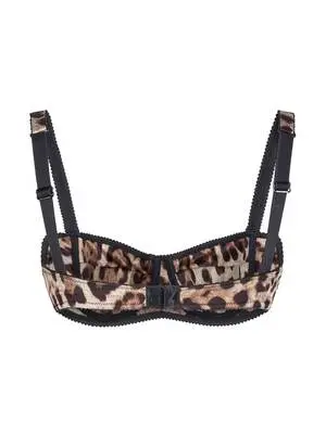 Dolce & Gabbana Leopard-print Satin Balconette Bra - Brown