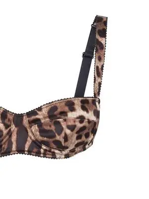 Dolce & Gabbana Leopard-print Satin Balconette Bra - Brown