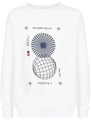 PORTS V Slogan Print Sweatshirt - White