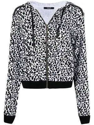 Liu Jo Leopard-print Zipped Hoodie - White