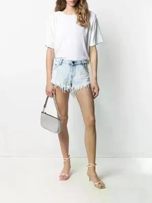 ONETEASPOON Florence Frayed-edge Denim Shorts