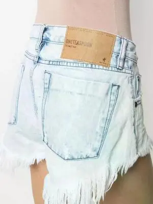 ONETEASPOON Florence Frayed-edge Denim Shorts