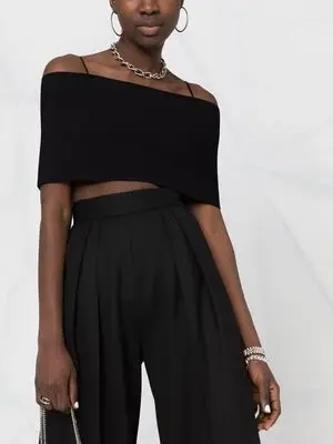 AMBUSH Cold-shoulder Cropped Top - Black
