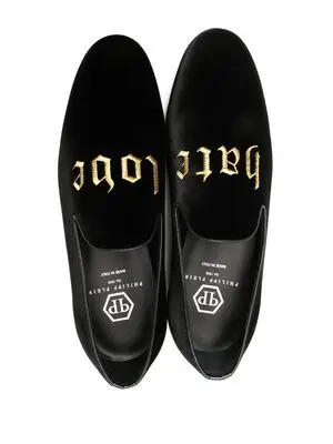 Philipp Plein Embroidered Velvet Loafers
