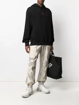 424 Logo Embroidered Cotton Hoodie - Black