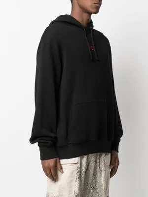 424 Logo Embroidered Cotton Hoodie - Black