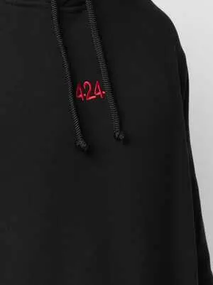 424 Logo Embroidered Cotton Hoodie - Black