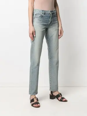 Saint Laurent Mid-rise Straight-leg Jeans With Distressed Effect