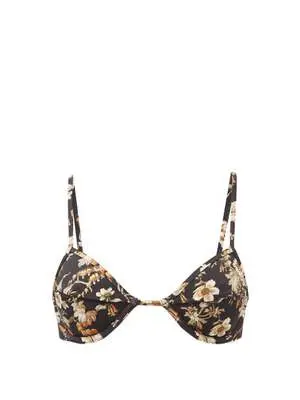 SIR. Sir - Amerie Floral-print Balconette Bikini Top - Womens - Black Multi - Black Multi