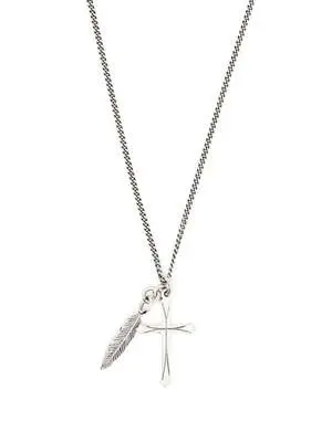 Emanuele Bicocchi Cross And Feather Necklace