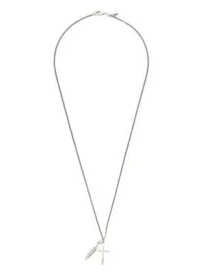 Emanuele Bicocchi Cross And Feather Necklace