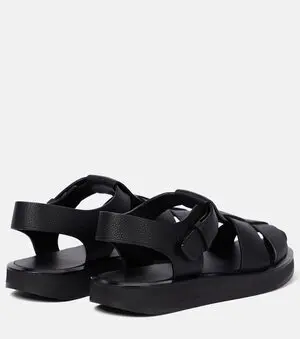 THE ROW Fisherman Leather Sandals - Black