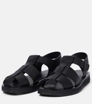 THE ROW Fisherman Leather Sandals - Black