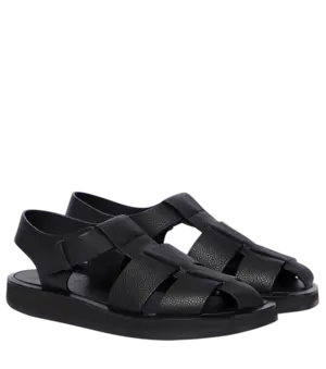 THE ROW Fisherman Leather Sandals - Black