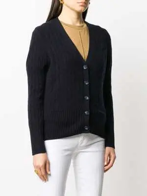 N.peal V-neck Cable Knit Cardigan - Blue