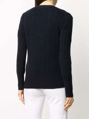 N.peal V-neck Cable Knit Cardigan - Blue