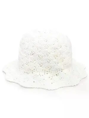 Red Valentino Woven Raffia Bucket Hat - White