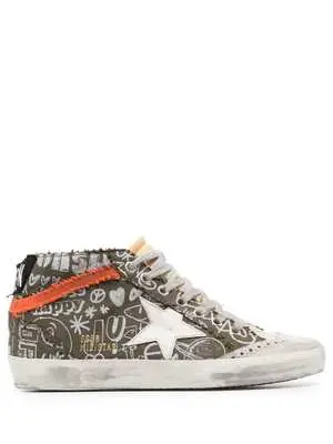 GOLDEN GOOSE Mid Star Lettering Print High-top Sneakers